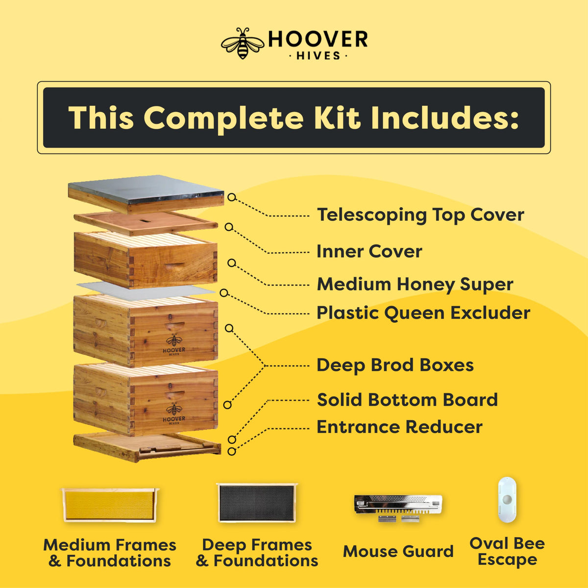 Hoover Hives Complete 10-Frame Beehive Kit – Double Wax Dipped ...