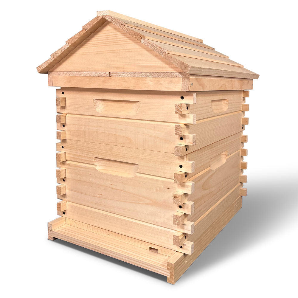 Log Cabin Style Langstroth Beehive (10 Frame 1 Deep Brood & 1 Medium S ...